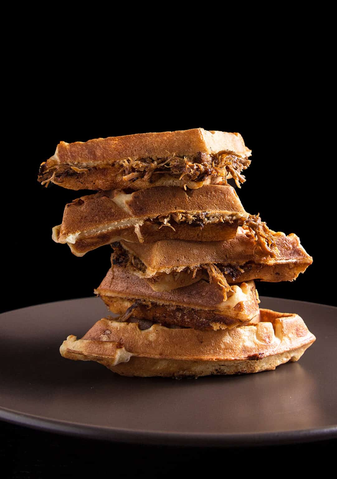 BBQ Pulled Pork Savory Waffles Recipe | Pressure Cook Recipes