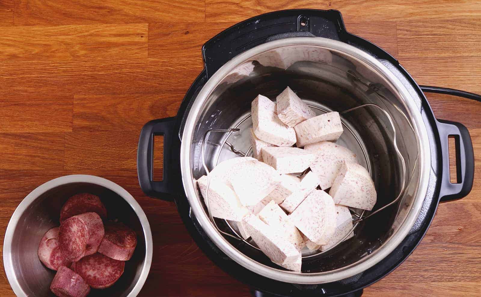 Instant Pot Creamy Sweet Taro Milk (香濃芋頭鮮奶) - Amy + Jacky